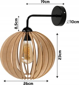 LED nástěnné svítidlo 1x E27 LOFT edison dřevěná koule