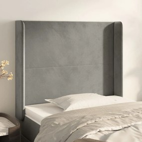 Čelo postele typu ušák světle šedé 83x16x118/128 cm samet 3119330