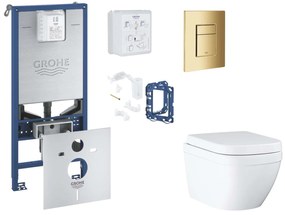 Grohe Rapid SLX - Set předstěnové instalace, klozetu, sedátka SoftClose, tlačítka Skate Cosmopolitan a sady pro vhazování tablet, Triple Vortex, Cool Sunrise SANI11BB4145