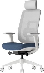 Kancelářská ergonomická židle K42 WHITE SP – síť/ čalouněná, modrá