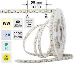 LED pásek McLED 12V teplá bílá š=10mm IP20 14,4W/m 60LED/m SMD5050 ML-121.600.60.2