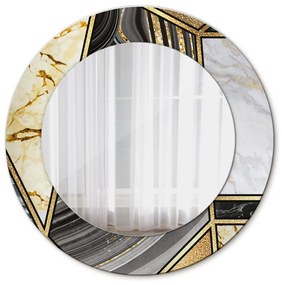 Kulaté dekorativní zrcadlo Agat mramor a zlato fi 50 cm