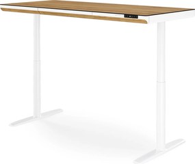 Elektrický psací stůl sit-stand se zásuvkou a bezdrátovou nabíječkou Qi bílý/zlatý dub, 1600 mm: ELLIS