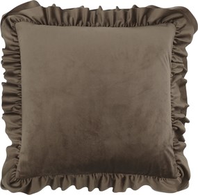Sametový povlak na polštář Mocca s volánky – 45*45 cm