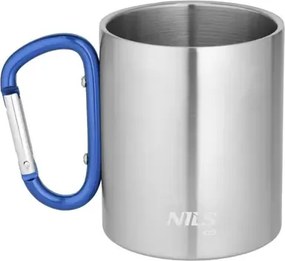 NILS Camp NC17110 Kempingový hrnek s karabinou 300ml modrý