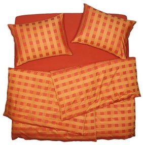 SCANquilt povlečení TOP LINE kostky oranžová 140 x 200/70 x 90 cm