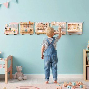 Costway Zaneprázdněná tabule ve tvaru vláčku pro děti, nástěnná tabule