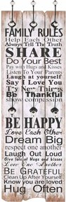 Nástěnný věšák na kabáty FAMILY RULES s 6 háčky 120 x 40 cm 245854