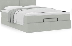 Osmanský rám postele s matrací světle šedá 140x190cm samet 3311699