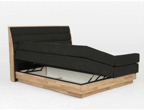 Černá postel boxspring masiv dub s úložným prostorem Richard 180x200
