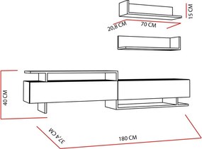 Televizní stolek s poličkami Ayaz White and Teak