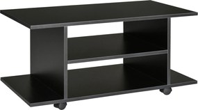 HOMCOM TV stolek, TV jednotka s policemi a uzamykatelnými kolečky, melaminový povrch 80x40x40 cm černá | Aosom