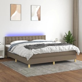 Box spring postel s matrací a LED taupe 160x200 cm textil 3134049