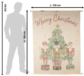 Béžová nástěnná mapa s Louskáčky Merry Christmas - 120*2*150 cm