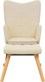 Houpací křeslo se stoličkou krémově textil 328020