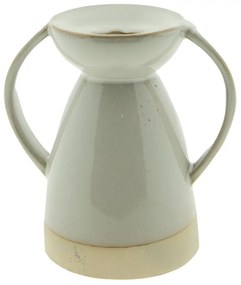 Béžový porcelánový svícen na úzkou svíčku Gerjen – 9x7x9 cm