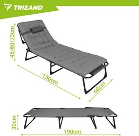 Skládací zahradní lehátko 192x68x28cm Trizand