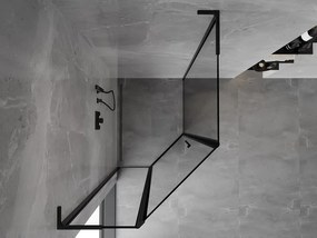 Mexen Mist L, pětiúhelníkový sprchový kout s křídlovými dveřmi, 80 x 90 cm, 8mm čiré sklo, černý profil, 8A8L-080-090-70-70-L