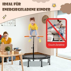 Costway Φ117 cm Skládací mini trampolína s výškově nastavitelným madlem dětská