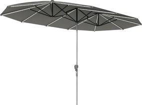Outsunny Dvojitý Sluneční Umbrel s Solárními LED Světly 451x267 cm Hliník UV 50+ Sluneční Umbrel s Ručním Kolečkem, Balkónový Umbrel Odolný proti Větr