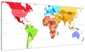 Obraz - barevná mapa světa (100x40cm)