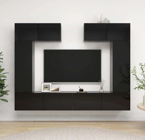 vidaXL 6dílný set TV skříněk dřevotříska [3078699] Barva: Černá
