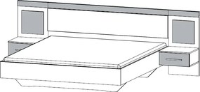 Postel s nočními stolky Kirchberg 180x200 cm, šedá/dub