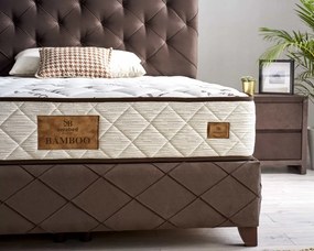 Čalouněná postel BAMBOO - hnědá 140 × 200 cm