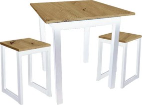 Dede Set - kuchyňský stůl 80 x 60 cm + 2x židle MINI  -  dub artisan / bílá