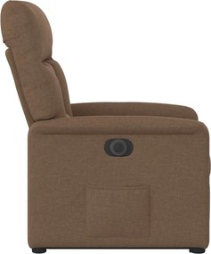 Elektrické zvedací polohovací křeslo hnědé textil 3303056