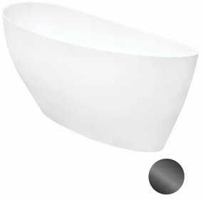 Besco Volně stojící vana z litého mramoru Keya 165x70 Barva: Bílá, Rozměry (cm): 163,5x70,5, Typ a barva výpustě: Click-Clack s horním čištěním, grafit