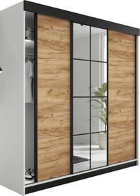 Posuvná skříň LAMARO bílý a dub Craft zlatý - 200x205x59cm