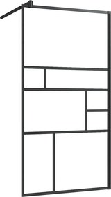 Zástěna do průchozí sprchy s policí černá 90x195 cm ESG/hliník 3185461