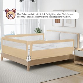 Costway 180 cm Béžová dlouhá skládací tyč na postel s bezpečnostními popruhy
