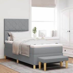 Postel s boxspringem s čelo Světle šedá 200 x 100 cm textil 3344352