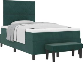 Postel s boxspringem s čelo Tmavě zelená 190 x 120 cm samet 3344567