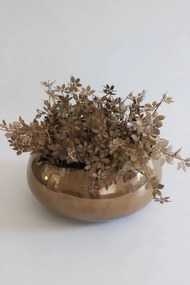 Hnědý perleťový keramický květináč nízký 28cm