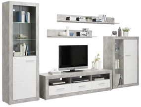 TV stolek 185 cm DEJA; beton/ bílá