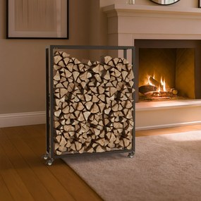 Stojan na palivové dřevo Hilta 25x80x100 cm – černá