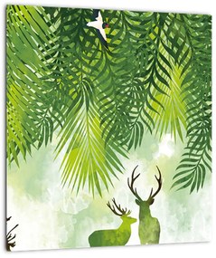 Obraz - Jeleni v lese (30x30 cm)