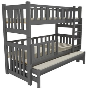 Patrová postel s výsuvnou přistýlkou PPV 023 90 x 190 cm - šedá