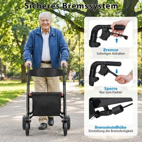 Costway Skládací rolátor pro seniory ultralehké chodítko se sedátkovou pomůckou