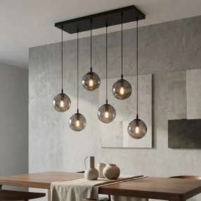 Lustr na lanku COSMO 6xE14/10W/230V černá/šedá