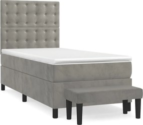 Box spring postel s matrací světle šedá 100x200 cm samet 3138067