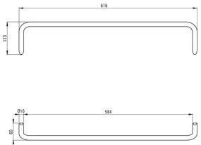 Deante Silia příslušenství, nástěnný držák na ručníky 615mm, černá matná, ADI_N621