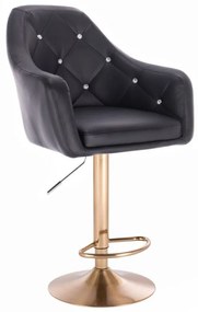LuxuryForm Barová židle ROMA na zlatém talíři - černá