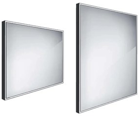 Nimco Zrcadla - Zrcadlo s LED osvětlením, 80x70 cm, hliník/černá ZPC 13003-90