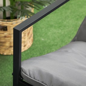 Sada zahradního nábytku Outsunny pro 4 osoby - ocelová a povětrnostním vlivům odolná sada nábytku na balkon s 2-místnou pohovkou, křeslem a skleněným…