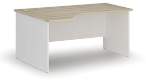 Kancelářský rohový pracovní stůl PRIMO WHITE, 1600 x 1200 mm, levý, bílá/dub přírodní