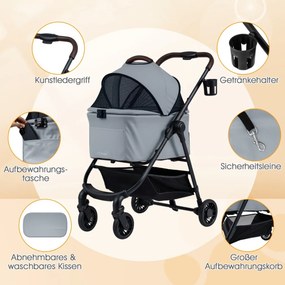 Costway 3 v 1 Pet Buggy s odnímatelným nosičem a nastavitelnou síťovanou